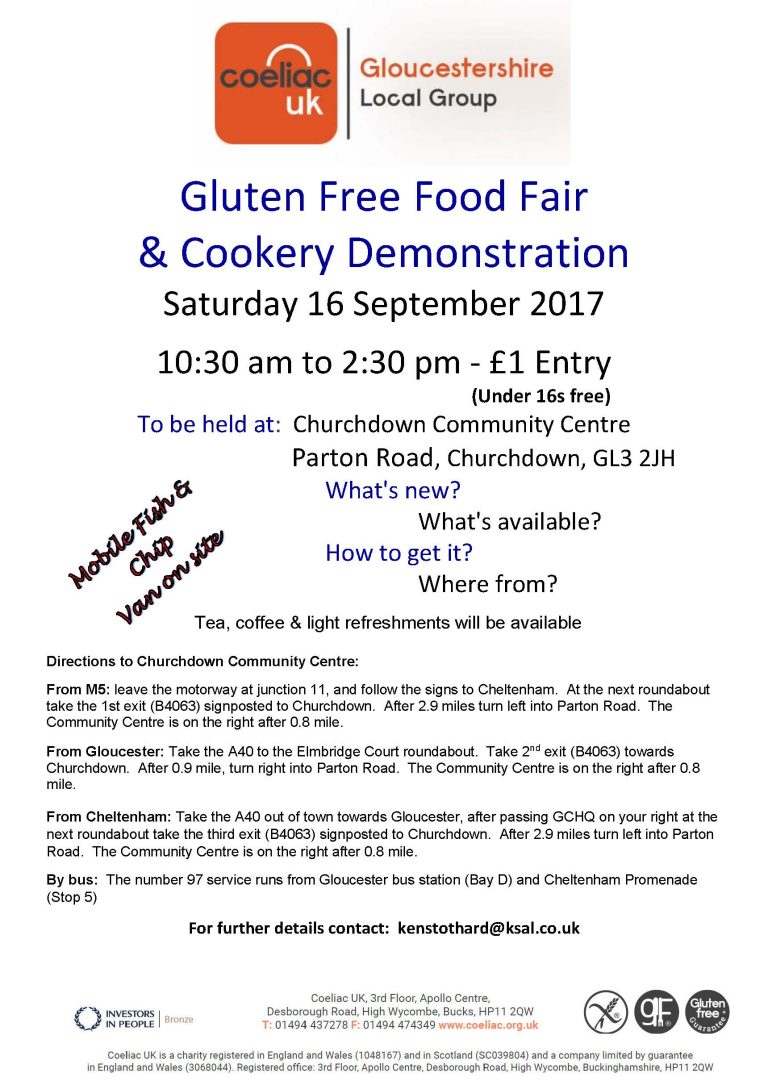 Gluten Free Food Fair & Cookery Demonstration - Coeliac UK